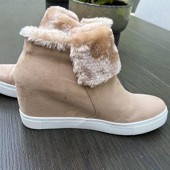 Brash | Shoes | Brash Faux Fur Fabric Wedge Shoe With White Sole And ...